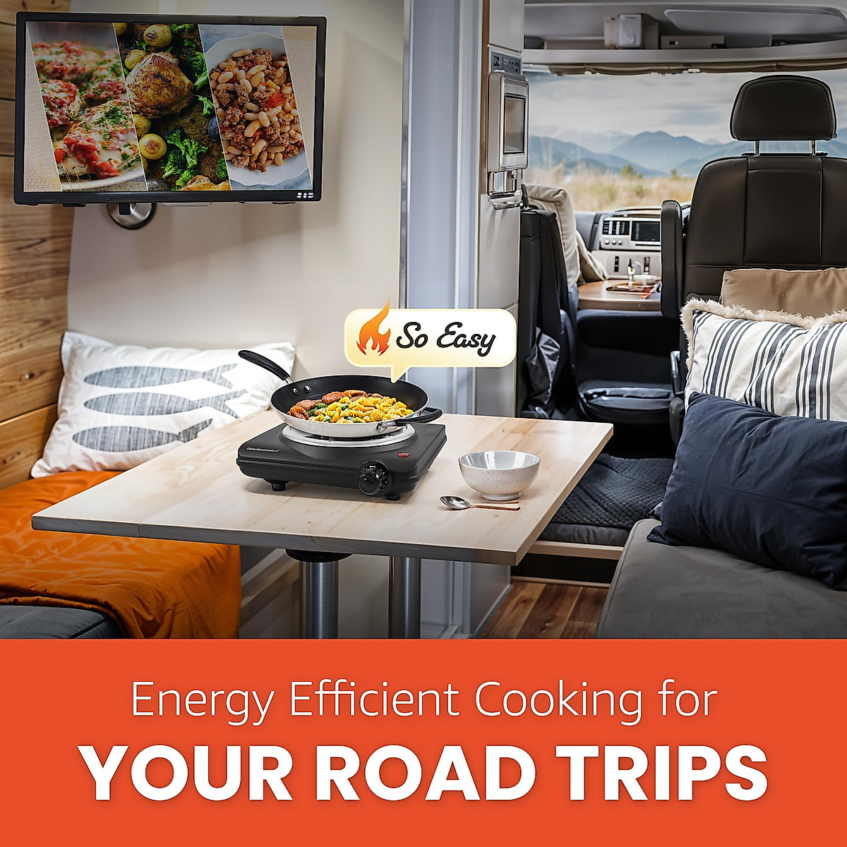 Elite Gourmet ESB100B Countertop Single Coiled Burner Electric Hot Plate, Temperature Control, Indicator Light, Easy to Clean, Black