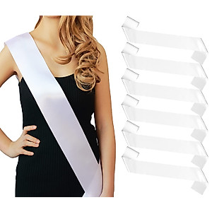 Docooniver 6pcs White Sashes Blank for Pageants,Senior Sashes 2024,Prom Queen Sashes Plain Satin Sashes Custom Personalized Sashes.
