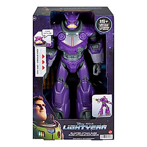 Mattel Disney Pixar Lightyear Action Figure, Blaster Attack Zurg with Lights, Sounds, Blaster & 3 Projectiles, 12-inch Scale