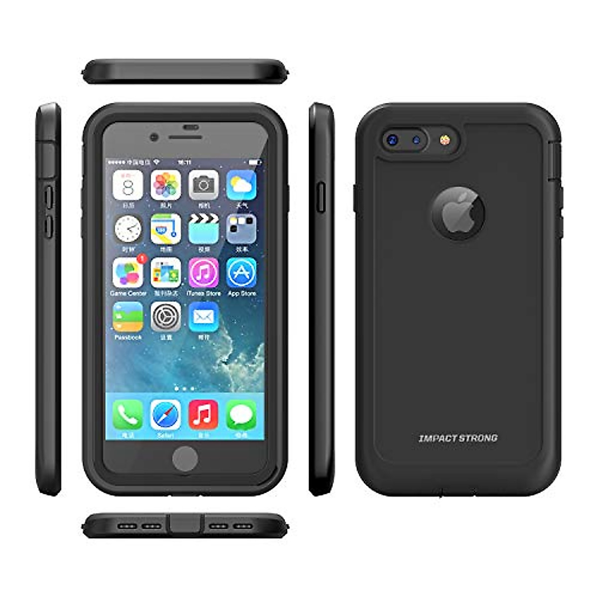 ImpactStrong iPhone 7 Plus/iPhone 8 Plus Case, Ultra Protective Case with Built-in Clear Screen Protector Full Body Cover for iPhone 7 Plus/iPhone 8 Plus (Black)