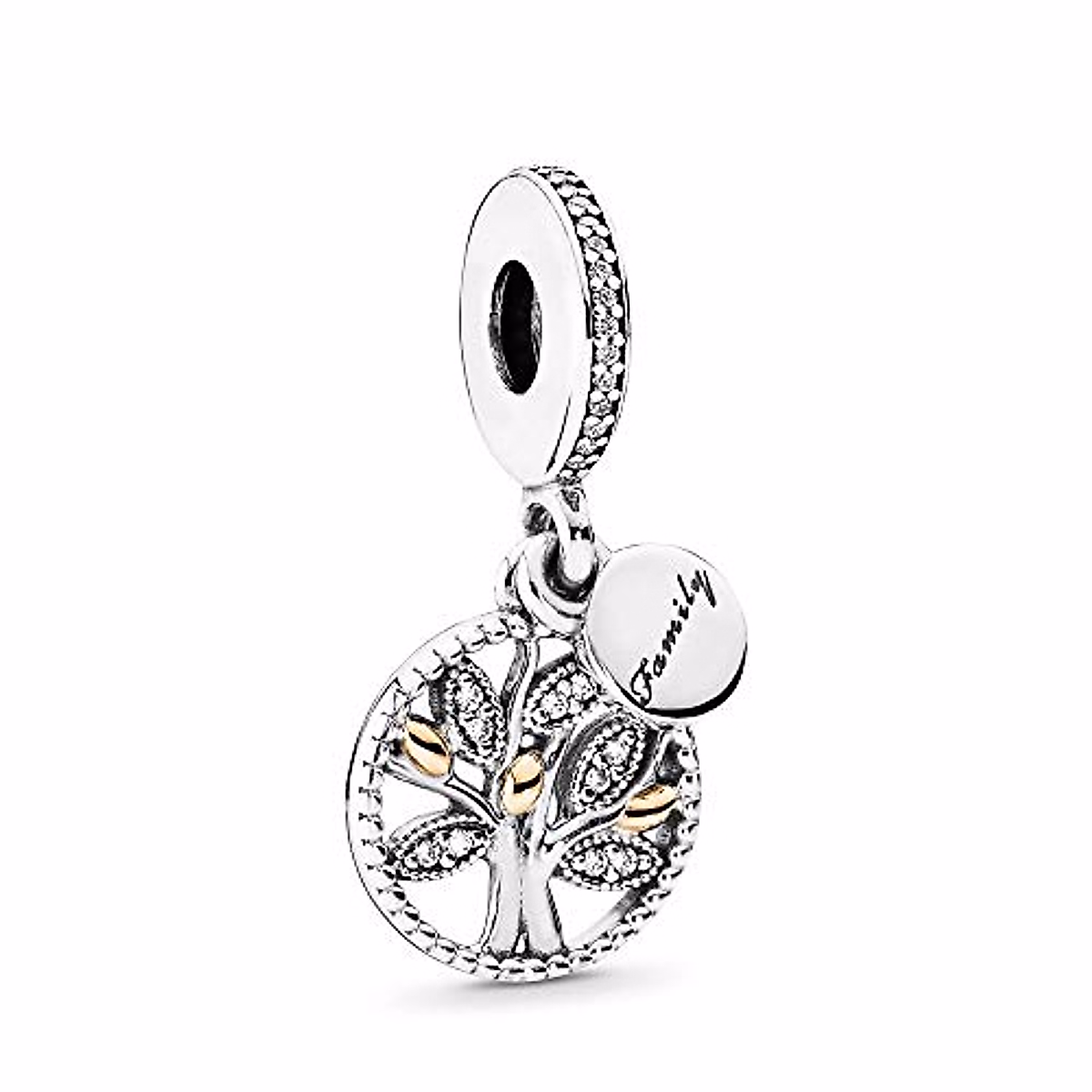 MiniJewelry Family Tree Dangle Charm Fits Pandora Bracelets Necklace Pendant Women Mother Daughter Granddaughter Birthday Christmas Sister Crystal Clear CZ