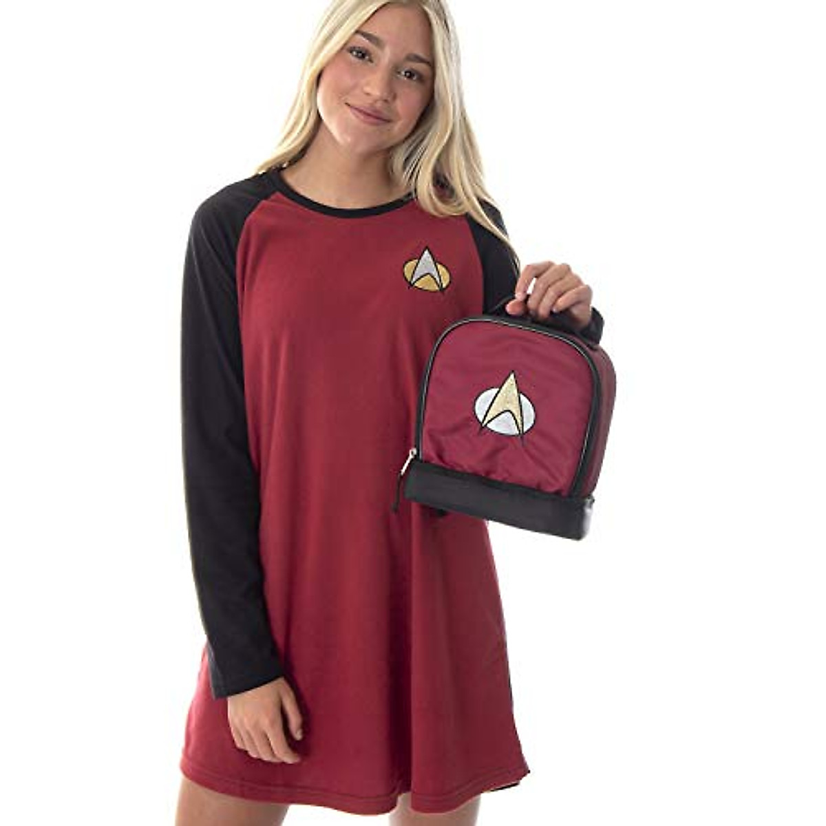 Star Trek The Next Generation Picard Embroidered Starfleet Logo Dual Compartment Insulated Lunch Box Bag Tote