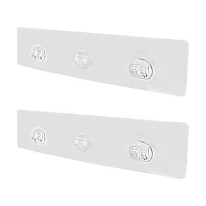 Uenhoy 2 Pcs Shower Caddy Adhesive Replacement with 3 Hook, No Drilling Adhesive Hook Sticker for Soap Holder & Bathroom Storage Shelves, Clear Self-Adhesive Hanging Hooks, 11.8" x 2.75"