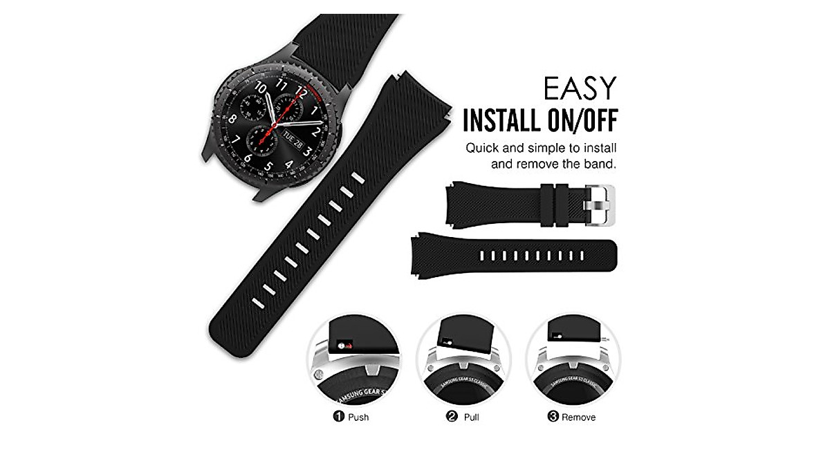 MoKo Silicone Watch Band 22mm Compatible with Samsung & More