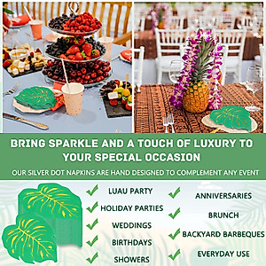Teling 80 Packs Rainforest Leaf Napkins Bulk Palm Green Disposable Napkins Hibiscus Flower Tropical Jungle Party Napkins Gold Grad Napkins for Summer Hawaiian Luau Safari Baby Shower Birthday Party