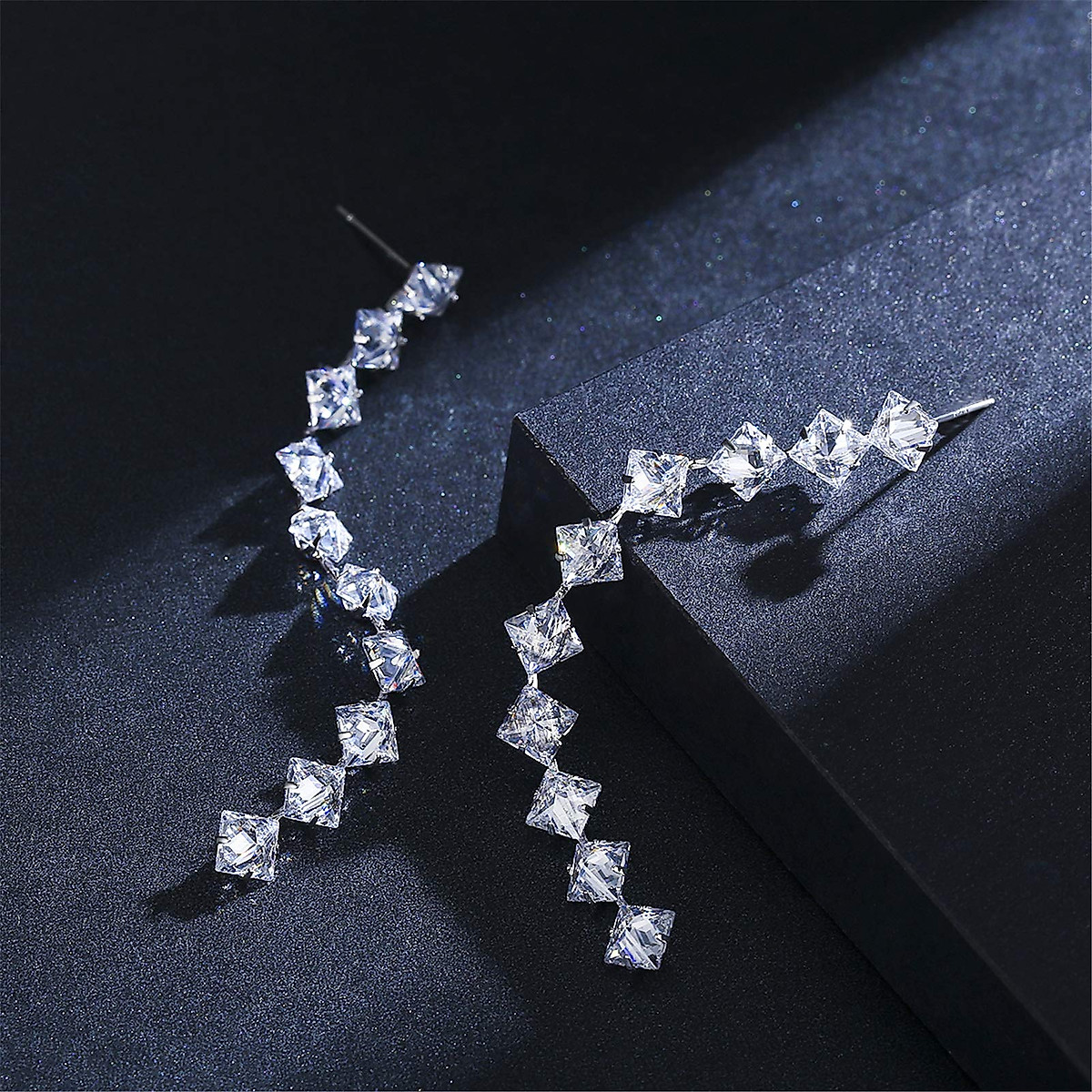 SBLING Platinum-Plated Cubic Zirconia Drop Earrings- Gifts for Women