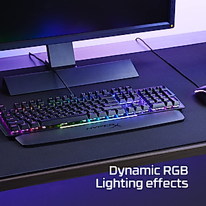 HyperX Alloy MKW100 – Mechanical Gaming Keyboard, Dynamic RGB Lighting, Onboard Memory to Save Lighting Profiles, Dust-Proof Mechanical switches, Brushed Aluminum Frame, Detachable Wrist Rest