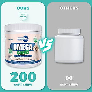 Omega-3 Multivitamin Skin and Coat Supplement for Dogs Omega 3 Fish Oil Supplement, Supports Shedding, Skin & Coat, Immunity, EPA,DHA- 300g(200 Chews)