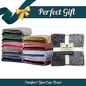 PAVILIA Flannel Fleece Ombre Throw Blanket for Couch | Soft Cozy Microfiber Couch Gradient Accent Blanket | Warm Lightweight Blanket for Sofa Chair Bed | All Season 50x60 Inches Purple Lavender