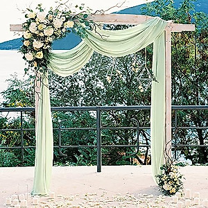 Sage Green Chiffon Sheer Backdrop Curtain for Wedding, Parties, Sage Green Arch Drapes for Backdrop Decoration,Wrinkle-Free 10ft x 10ft