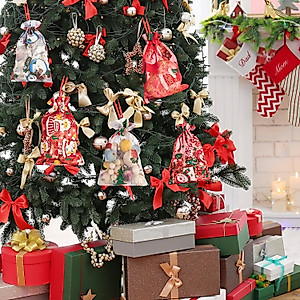 GoClimber 50 PCS 4x6 Inches Mixed Color Christmas Organza Gift Bags with Drawstring, Jewelry Candy Bags for Christmas