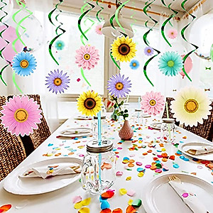 42 Pieces Sun Flowers Hanging Swirl Decorations Sunflower Ceiling Hanging Decor Back to School Decor Sunflower Spring Party Decor for Classroom Blackboard Decor