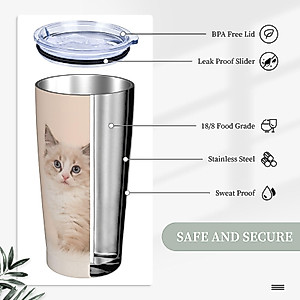 generic Personalized Coffee Tumbler with Picture, Text, Logo Custom 20oz Stainless Steel Tumbler Cup with Lid and Straw Customized Gifts for Christmas Birthday Anniversary, White
