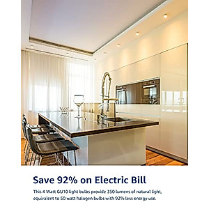 LE GU10 LED Light Bulbs Non-Dimmable, 2700K Soft Warm Light GU10 Bulb Replacement for Recessed Track Lighting, 4W LED Bulbs with 100°Flood Beam for Kitchen, Range Hood, Living Room, Bedroom, 6 Pack