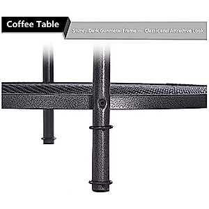 GreenForest Coffee Table Round 35.8 inch Industrial 2-Tier Sofa Table with Storage Open Shelf and Metal Legs for Living Room, Dark Walnut