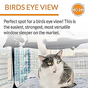 K&H Pet Products EZ Mount Window Sill Cat Bed, Cat Window Hammock, Sturdy Cat Window Perch for Large Cats, Cat Window Bed Cat Furniture, Cat Hammock for Window Cat Perch Cat Shelf - Double Stack Gray