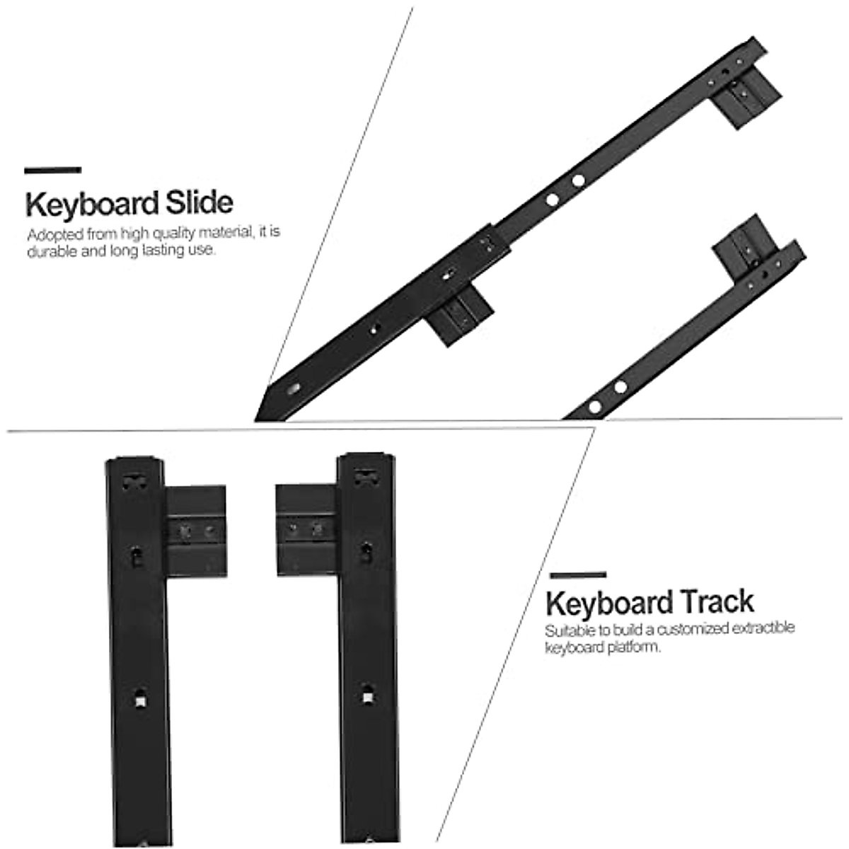Abaodam 3 Pairs Keyboard Rails Kitchen Cabinet Accessories Computer Stand Desktop Accessories Drawer Sliding Rail Keyboard Rail Rack Computer Drawer Tray Durable Keyboard Slide Table Ball