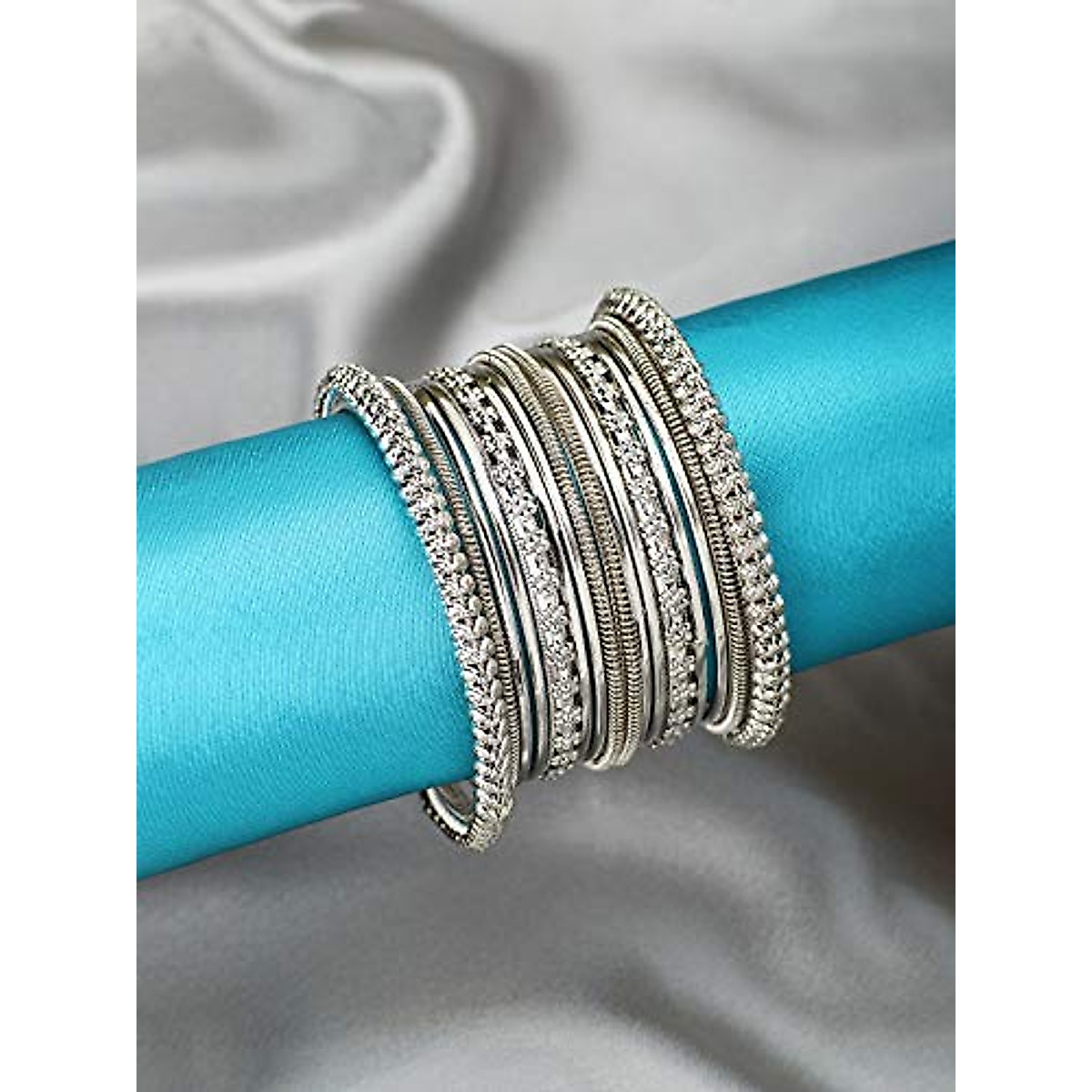 Aheli Oxidized Bohemian Bangles Set Indian Traditional Antique Multiple Textured Bracelet Chudha for Women Girls Ethnic Stylish Party Wedding Wear Jewelry