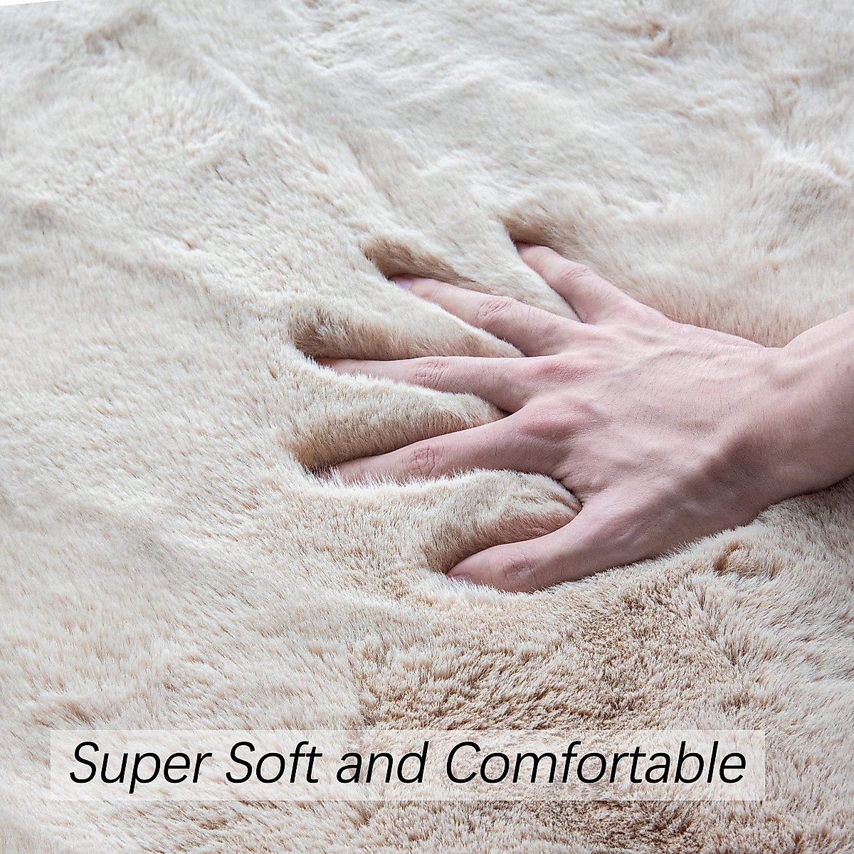 ORINOVA Light Brown Beige Plush Shag Area Rugs 8x10 Rugs for Living Room Boho Fluffy Large Rabbit Fuzzy Fur Rug for Bedroom Nursery Rug