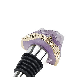UTALIND Crystal Wine Stopper, Irregular Natural Amethyst Stone Bottle Wine Stopper(Purple)