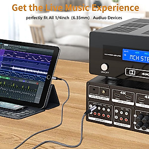 BOIOT [MFi Certified] Lighting to 1/4 TRS Audio Stereo Cable, 4FT 6.35mm 1/4 Male Aux Audio Cord Compatible with iPad, iPhone 13 Pro for Amplifier, Mixer, Home Theater, Speaker ect