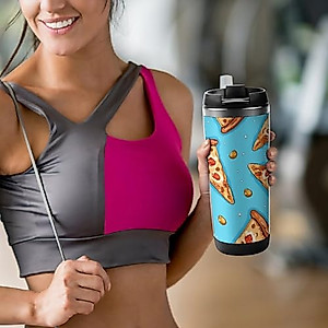 RTFGHJS 13oz Vacuum Insulated Stainless Steel Tumbler with Leakproof Lid Light Blue Pizza Slice 304 Stainless Steel Travel Mug Wide Mouth Coffee Cup for Hot & Cold Drinks (380ml)