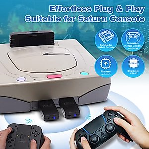 BITFUNX RetroScaler SEGA Saturn Wireless Controller Adapter - Supports SEGA Saturn Game Console, Compatible with PS3/PS4/PS5, Xbox One S, Series X/S, Switch Pro Bluetooth Controllers