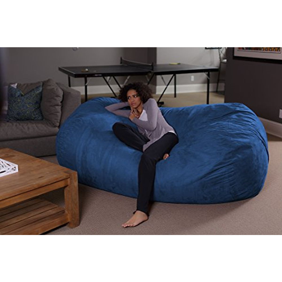 Sofa Sack Bean Bag Lounger - Plush Bean Bag Sofas with Super Soft Microsuede Cover - XL Memory Foam Stuffed Lounger Chairs for Kids, Adults, Couples - Jumbo Bean Bag Chair Furniture - Royal Blue 7.5'