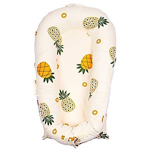 Newborn Lounger Cover for DockATot Deluxe | 100% Cotton Baby Lounger Extra Cover | Hypoallergenic Replacement Cover for DockATot Docks | (Cover only) |for DockATot Deluxe Baby Nest (Pineapples)