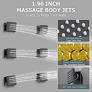 STARBATH Matte Black Shower System with Rain Shower and Handheld Shower Head, 12 Inch Wall Mounted Shower Faucet Rough-in Mixer Valve and Trim Included Shower Combo Set (/ with Body Jets)