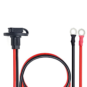 2 Feet 10 AWG SAE Power Socket Sidewall Port to O-Ring Connector Extension Cable Connector with 5 fuses for Solar Panel, Motorcycle, Car, RV,Wind Power Parts & Accessories (60cm)