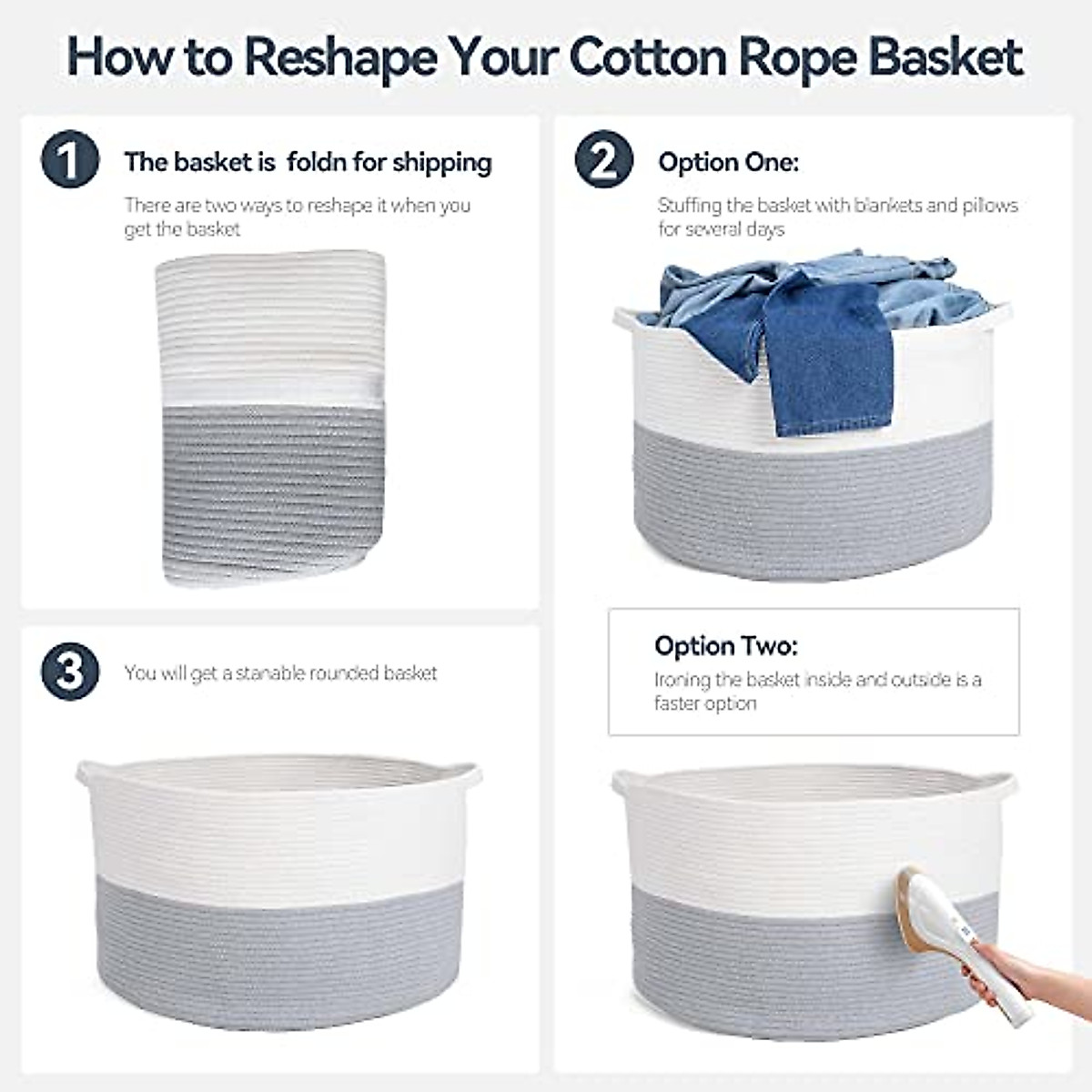 Blanket Basket Toy Organizers and Storage Toy Basket 23.6x14.1in Toy Storage Baskets Blanket Basket Living Room Extra Large Clothes Basket Woven Baskets for Storage Blanket Baby Laundry Basket