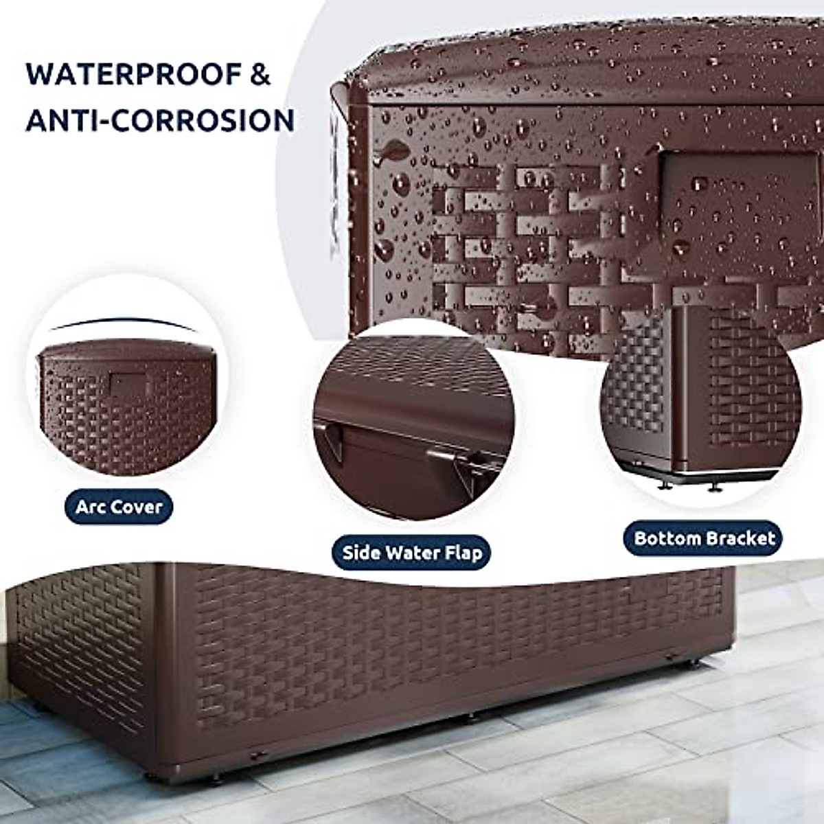 UDPATIO Deck Box Resin 73 Gallon, Outdoor Storage Box w/ Bottom Bracket and Padlock, Waterproof for Pool Supplies, Toys, Garden Tools, Cushions and Patio Furniture, Weather and UV Resistant Porch Bin, Brown