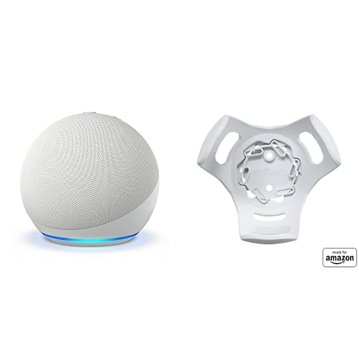 All-new Echo Dot (5th Gen, 2022 release) Glacier White with Wall Mount