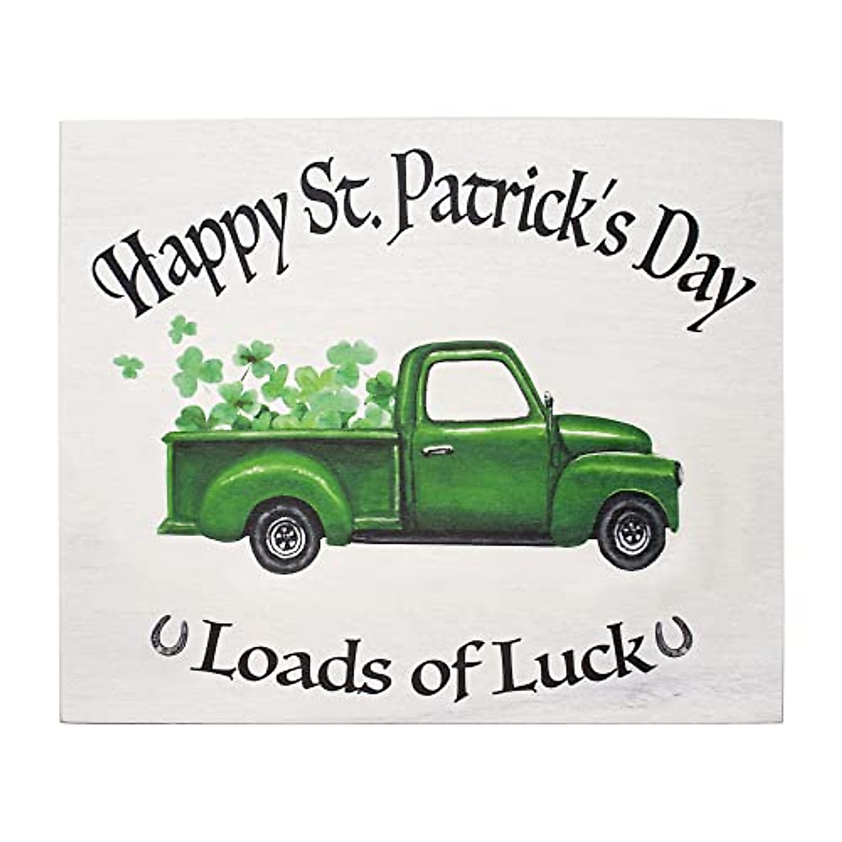 JennyGems St Patricks Day Decorations Front Door Decor, Shamrocks Truck Farmhouse St Patricks Day Decor, Happy St Patrick's Day 10x12 Hanging Wooden Sign, Made in USA