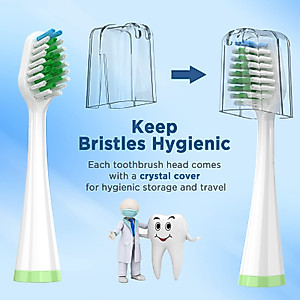 Replacement Toothbrush Heads for Waterpik Complete Care 5.0/9.0 (CC-01/WP-861), with Covers, 5 Count, White