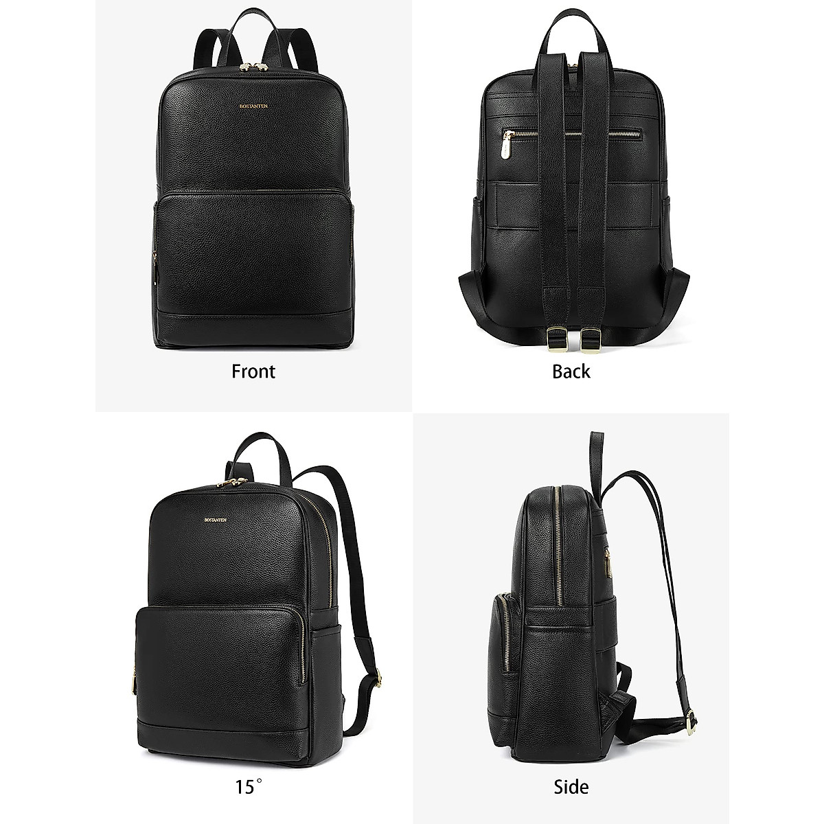 BOSTANTEN Leather Laptop Backpack for Women 15.6 inch Computer Bag College Student Daypack Back to School Supplies Travel Bag