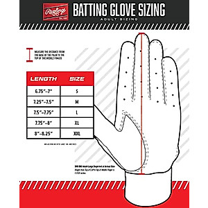 Rawlings | 5150 Batting Gloves | Adult Large | White