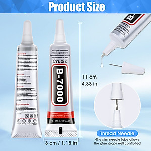 B-7000 Glue Clear for Rhinestone Crafts, Jewelry and Bead Adhesive B7000 Semi Fluid High Viscosity Glues for Clothes Shoes Fabric Cell Phones Screen Repair Metal Stone Nail Art Glass (4x15 ml/0.5 oz)