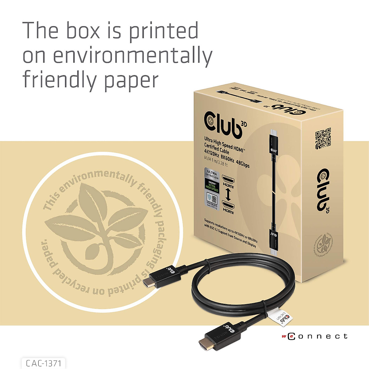 Club3D CAC-1371 Ultra High Speed HDMI 2.1 Certified 4K 120Hz 8K 60Hz M/M Cable 1m - 3.28ft