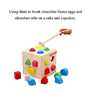 HAHIYO Mini Wooden Hammers Crab Lobster Mallets Pounding Tool Long Handle to Grip Steady No Mold Dirt Smooth Edge Solid Easy Clean Quick Eat Meat for Breakable Chocolate Heart Easter Eggs 6PCS