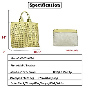 Women Fashion Leather Handbags Large Satchel Purses Woven Totes Top-handle Bag for travel/work/gift set (Green)