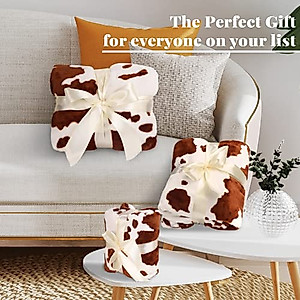 Brown Cow Print Blanket Cozy Soft Cow Print Throw Blanket Lightweight Fleece Cow Blanket Couch Chairs Sofa Bedroom Living Room 50x60 inch Perfect Cow Gift Boys Girls Adults Student