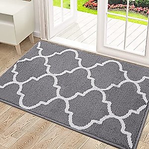 OLANLY Indoor Door Mat, 20x32, Non-Slip Absorbent Resist Dirt Entrance Mat, Washable Low-Profile Inside Floor Mat Doormats for Entryway, Grey