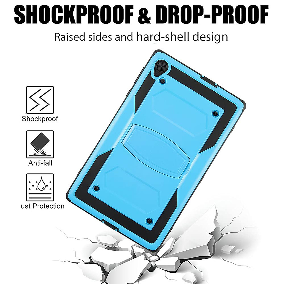Koolbei Soatuto for Alcatel Joy Tab 2 TCL 9048S Case Shockproof Kids Friendly Rugged Sturdy Armmor Built-in Kickstand Tablet 2020 Model 9032Z 8 inch (Blue)