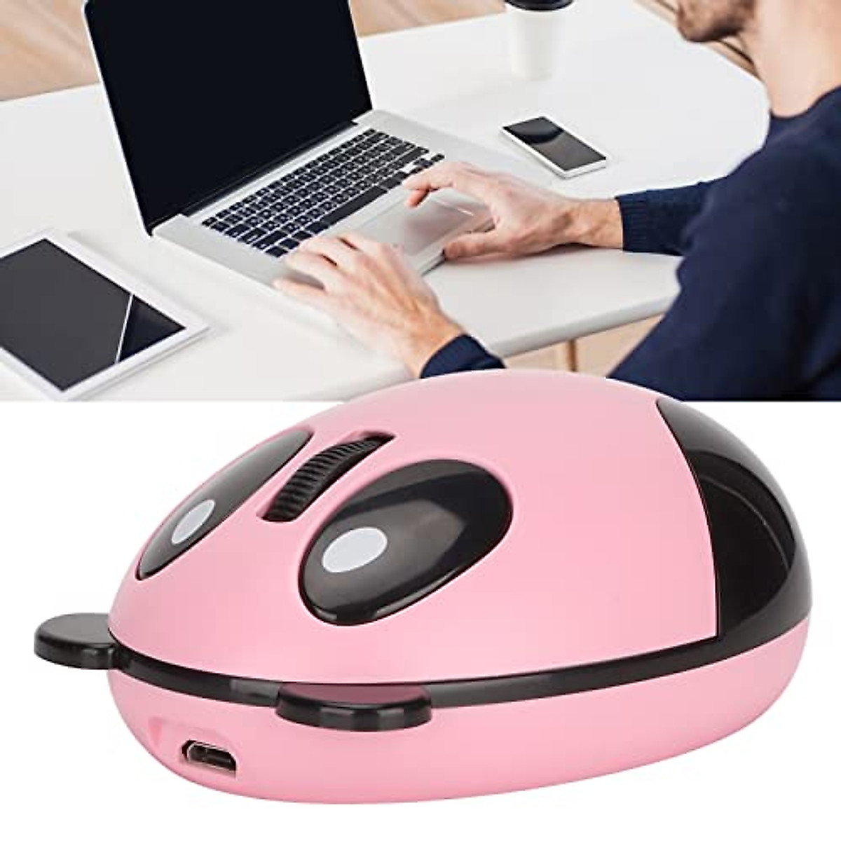 ASHATA Mini Cute Wireless Mouse, 2.4G Rechargeable Wireless 1200DPI Ergonomic Fashionable Gaming Mice with USB Receiver and 3 Buttons for PC Laptop Computer for Kids Girls, Customizable