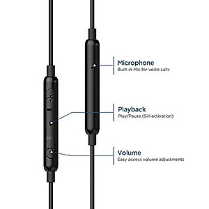 Thore Wired iPhone Headphones with Lightning Connector Earphones - MFi Certified by Apple Earbuds Wired in-Ear Microphone and Volume Remote for iPhone 14 Pro Max, 13, 12 Mini, XR, Xs, 11, 7, 8 (Black)