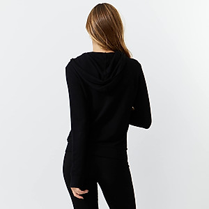 Monrow Women's Super Soft Zip Up Hoody, Black, M