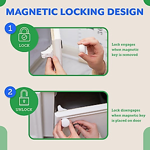 Eco-Baby Magnetic Cabinet Locks (20 Locks & 3 Keys) and Two Pack Replacement Magnetic Key Bundle Child Safety for Drawers and Cabinets - Kitchen Child Proof Cabinet Locks - Baby Proofing Safety
