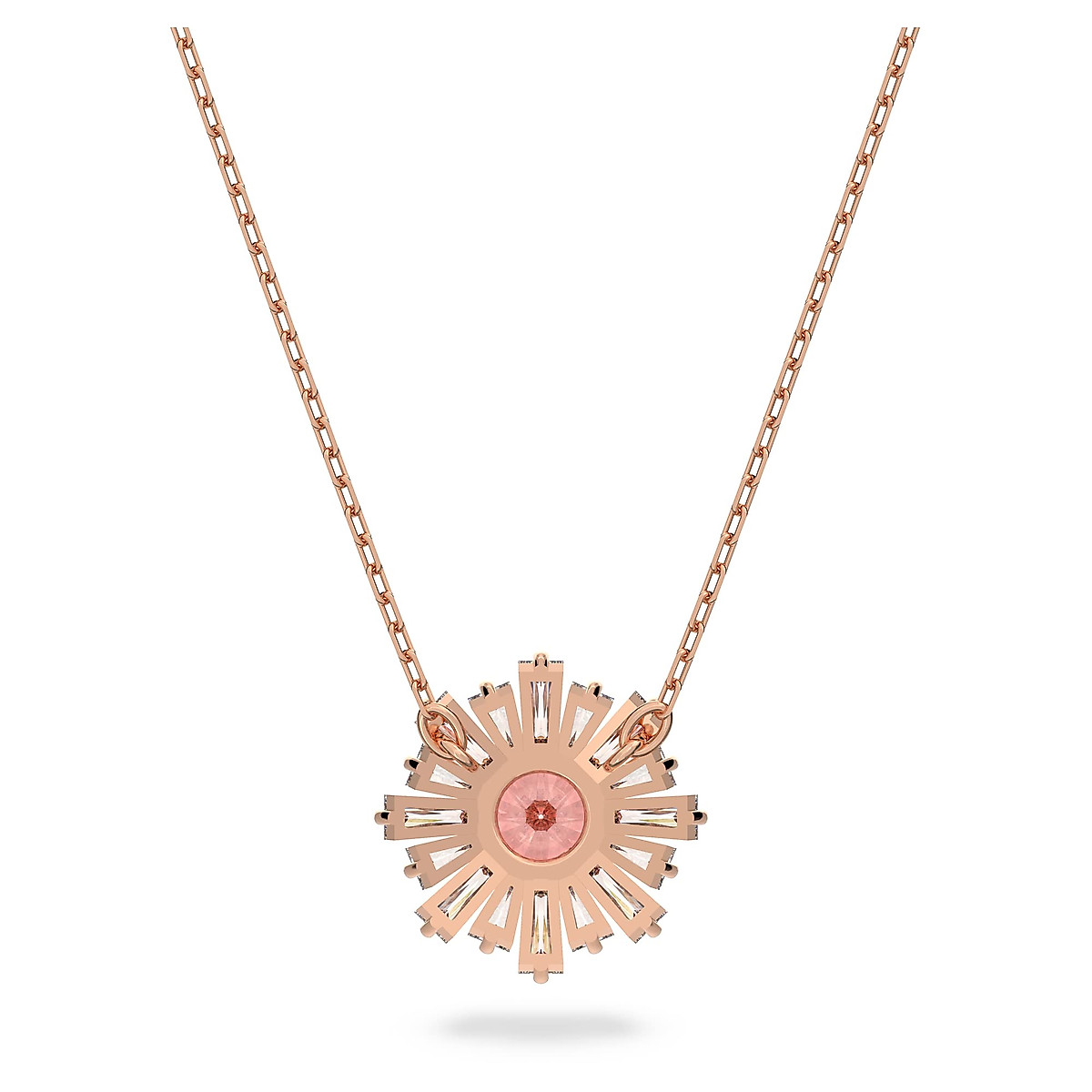 SWAROVSKI Sunshine Pendant Necklace with Pink and Clear Crystal Sun Motif on a Rose-Gold Tone Finish Setting and Simple Chain, Part of the Sunshine Collection